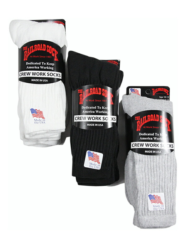 【楽天市場】【インポート】RAILROAD SOCK WELT TOP 3P CREW SOCKS 3color White / Black ...
