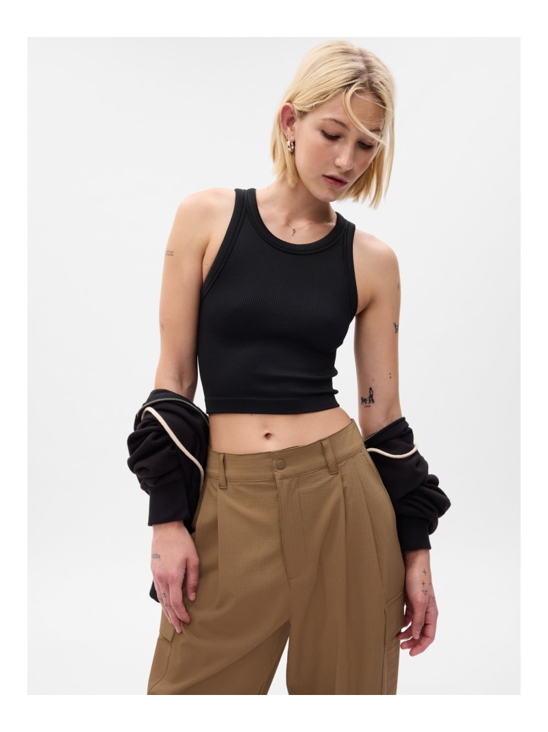 【楽天市場】【SALE／49%OFF】(W)GapFit シームレス リブ クロップド ホルター タンクトップ GAP ギャップ トップス ...