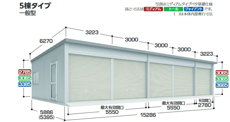 【楽天市場】イナバ倉庫・ガレージ SGN-358MP-5 5棟タイプ 一般型 ミディアム ※東海地区 愛知県・岐阜県・三重県 限定販売 ※一部地域を除く：ガレージ・物置CLUB