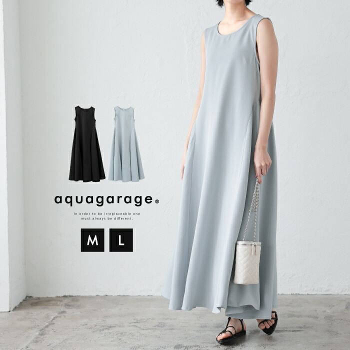 【楽天市場】フレアマキシノースリーブワンピースM L：aquagarage（アクアガレージ）