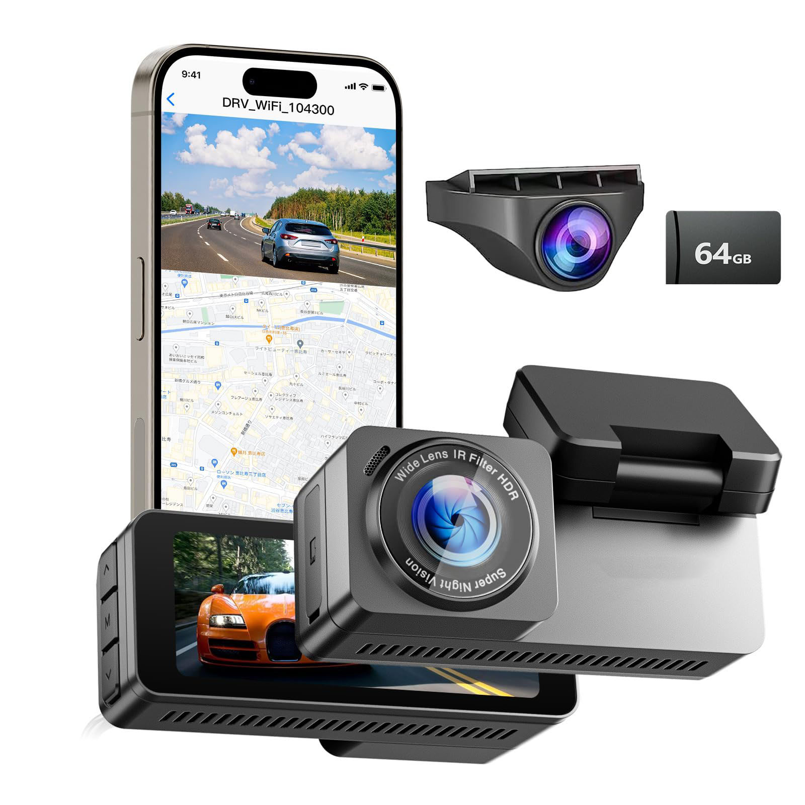 【楽天市場】ドライブレコーダー 4K録画 2160P 前後2カメラ 800万画素 SONY IMX415 CMOSセンサー GPS内蔵 WIFI搭載 WDR画像補正技術 広角撮影 3.16 ...
