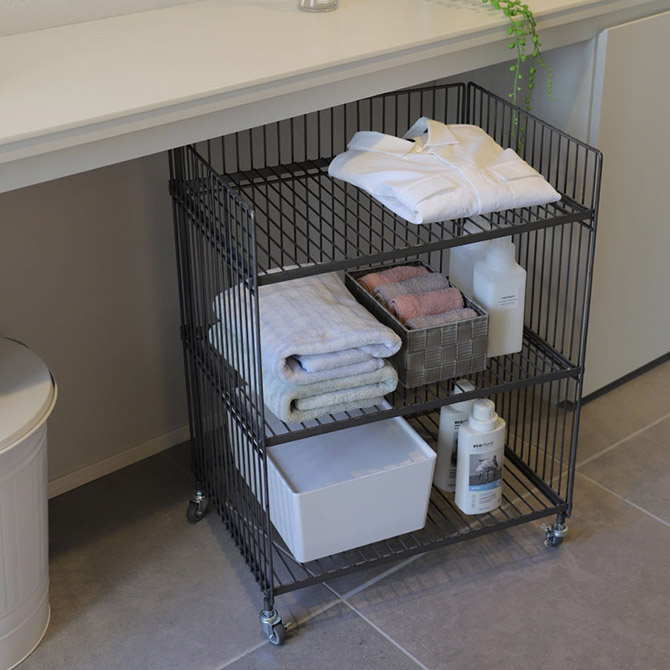 【楽天市場】COLLEND コレンド ワイヤーワゴン ワイド・ダブル ptuB おしゃれ 収納 シンプル 車輪 インテリア 家具 棚 飾り ...