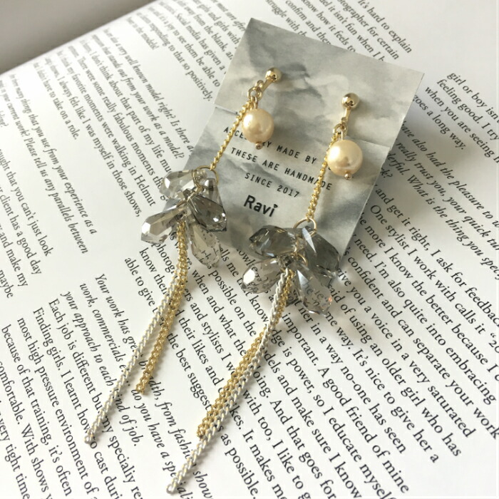 【楽天市場】【Ravi】【Clear beads earrings】ラビアクセ コットンパールイヤリング クリアビーズイヤリング ハンドメイド ...