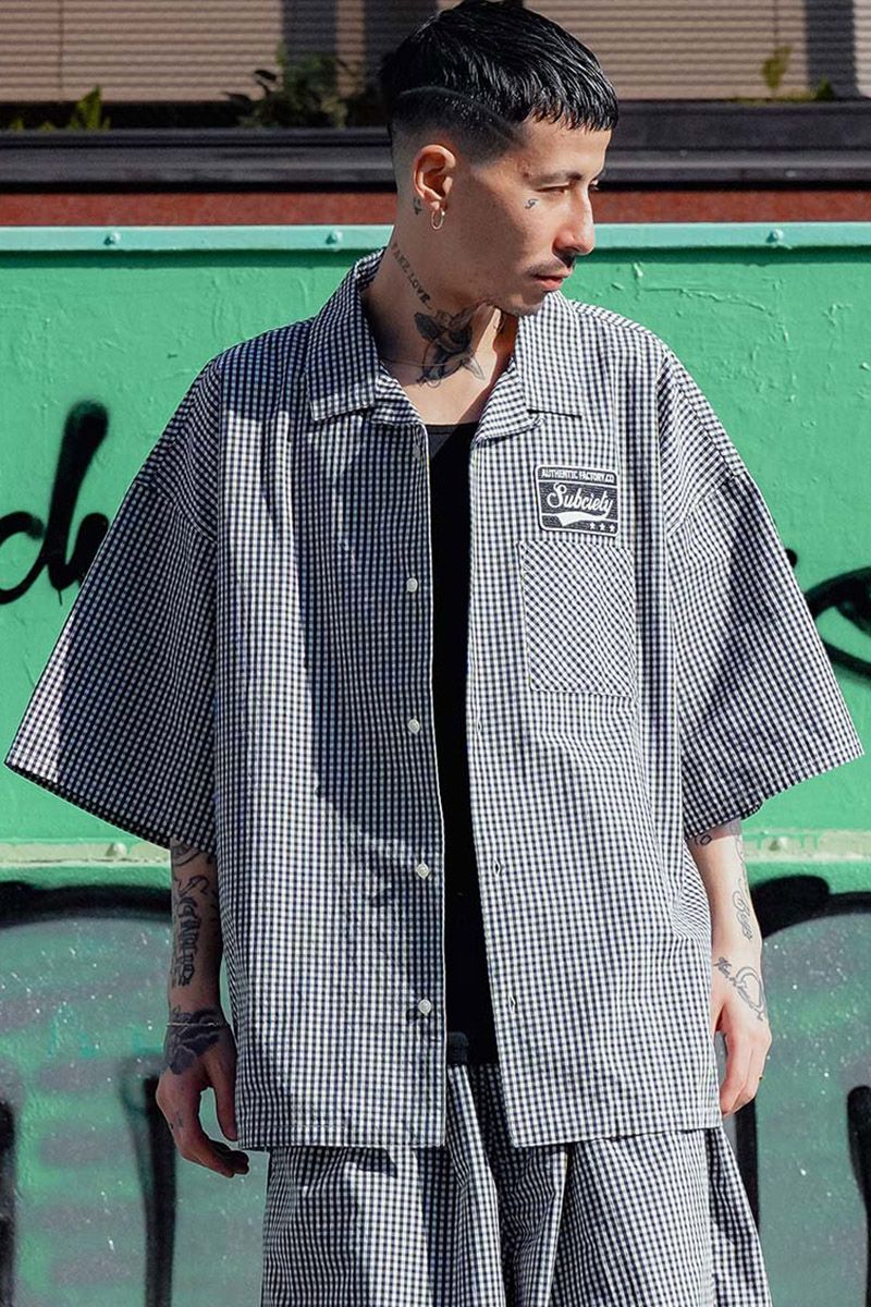 【楽天市場】Subciety(サブサエティ) GINGHAM CHECK EMBLEM SHIRT BLACK：GEKIROCK CLOTHING