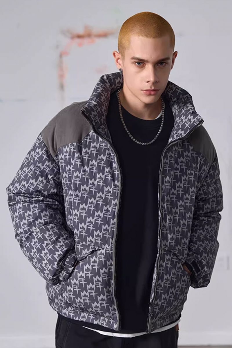 【楽天市場】MISHKA (ミシカ) MONOGRAM DOWN JACKET GRAY：GEKIROCK CLOTHING