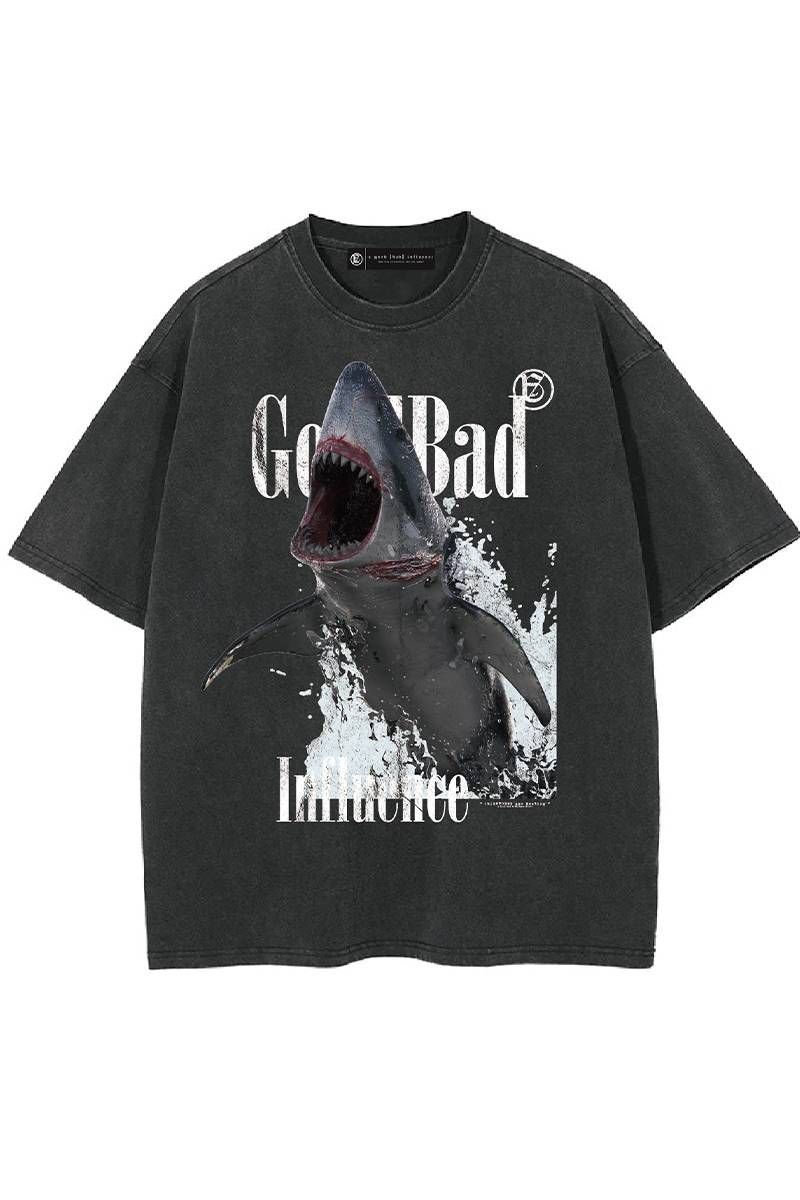 【楽天市場】A Good Bad Influence(アグッドバッドインフルエンス) SHARK T-SHIRT - Black ...