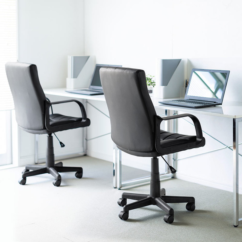 【楽天市場】【クーポン配布中】オフィスチェア 社長椅子 レザー 肘掛け クッション ミドルバック 背もたれ 高さ調整 キャスター EEX-CH80：激安アウトレット店