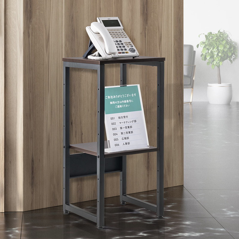 【楽天市場】【クーポン配布中】電話台 FAX 受付 脇机 置台 マルチスタンド コンパクト 2段 ダークブラウン EEX-PRJS01DBR：激安アウトレット店