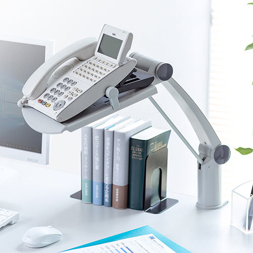 【楽天市場】テレフォンスタンド 電話台 テレフォンアーム ハイタイプ オフィス 回転 高さ調節 クランプ式 ライトグレー EEX-TLA01：激安アウトレット店