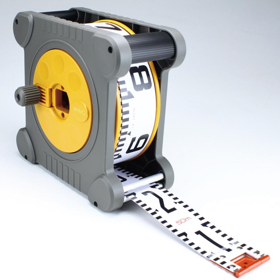 【楽天市場】ヤマヨ測定機 リボンロッド 60mm幅 50m ケース入り RC6A50L E1 (表タテ数字1m毎赤白 裏ヨコ数字1m毎赤白) 工事写真 リボンテープ YAMAYO：現場屋本舗 ...