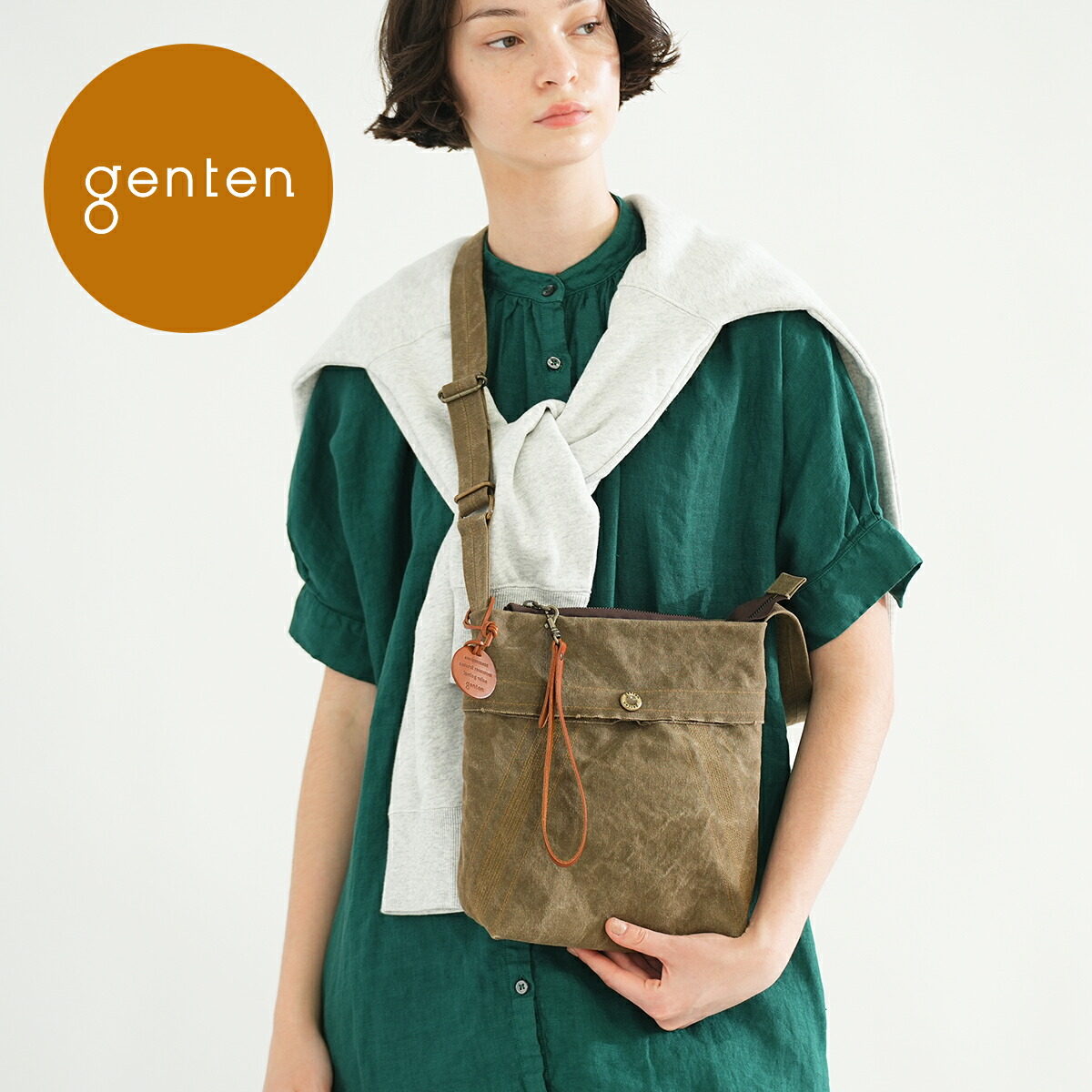 【楽天市場】【ゲンテン公式】 genten 44542 ミルキャンバス ミニショルダー本革x帆布 キャンバスコンビ ショルダーバッグ レザー：genten公式ショップ