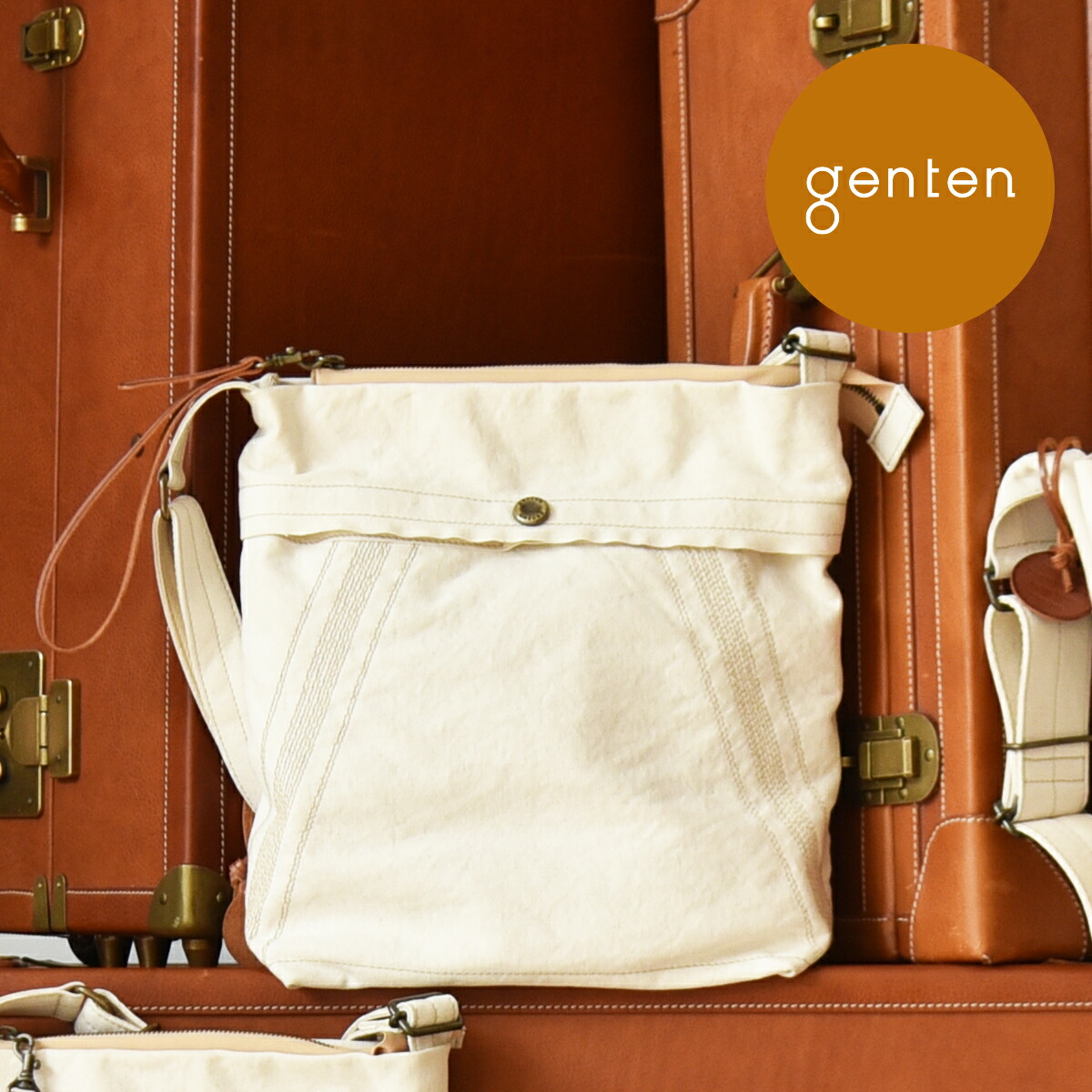 【楽天市場】【ゲンテン公式】 genten 49506 ミルキャンバス B5ショルダーWEB限定カラー★本革x帆布 キャンバスコンビ ショルダーバッグ レザー：genten公式ショップ