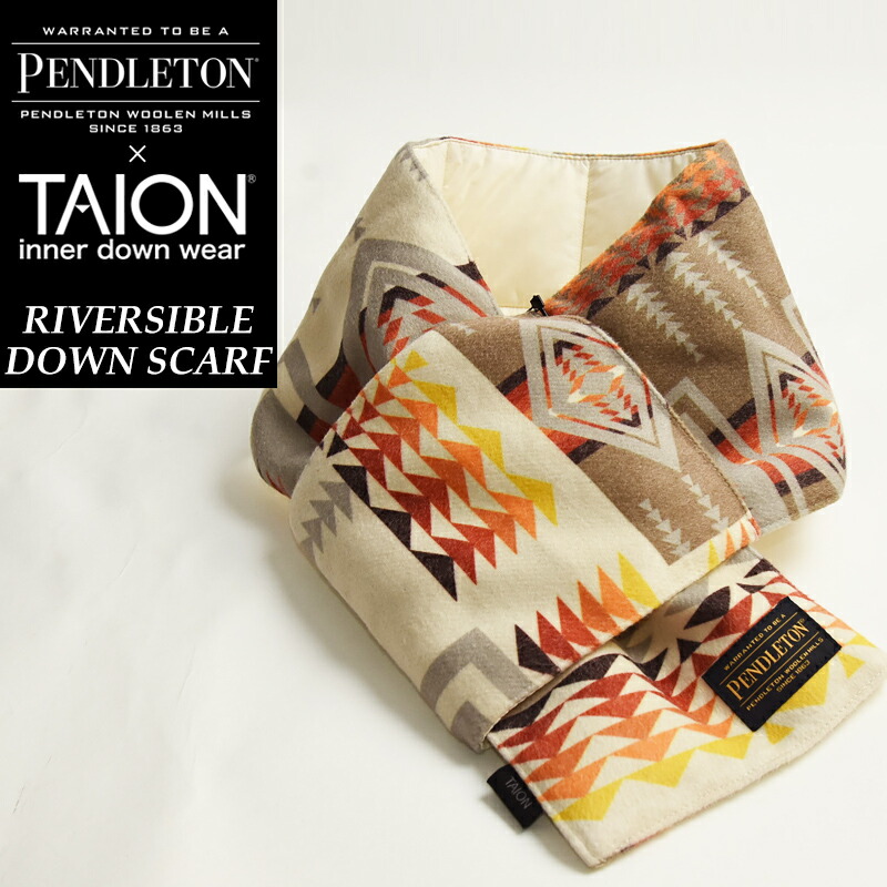 【楽天市場】大人気 PENDLETON×TAION ペンドルトン×タイオン リバーシブル ダウンマフラー あたたかい 軽い 軽量 撥水 防寒 ユニセックス 男女兼用 オフホワイト【gs0 ...