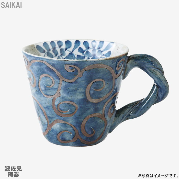 【楽天市場】【即日出荷】波佐見焼サビ唐草 マグ 青（325ml） 1個入(41550）【送料込み価格】：ギフトギャラリー石橋