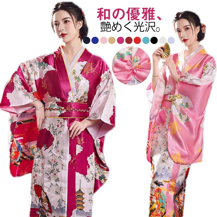 【楽天市場】浴衣 ロング 着物 おしゃれ ルームウェア レディース 可愛い 花柄浴衣 ガウン 大きいサイズ 着物 部屋着 女性用 夏用 送料 ...