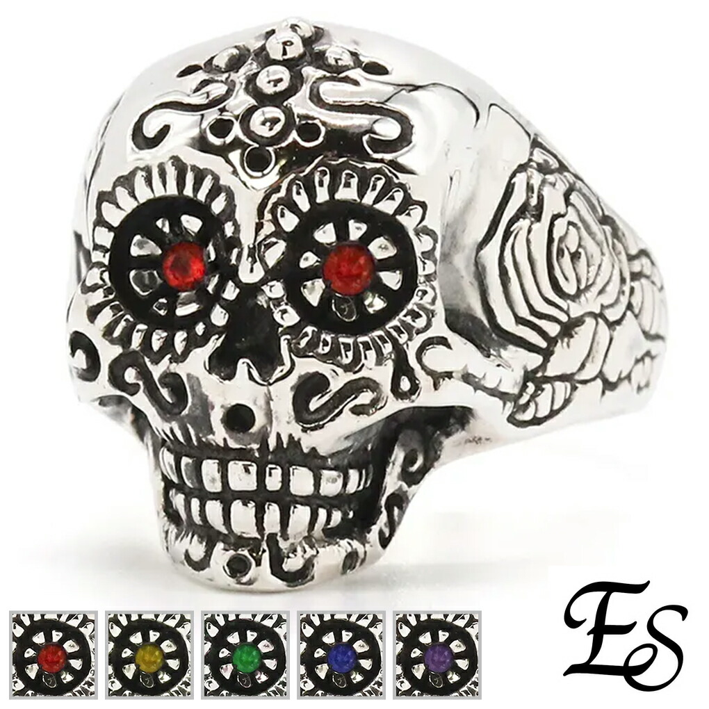 【楽天市場】Es Mexican Skull Ring w リング 指輪 7～23号 シルバー 925 天然石 スカル ドクロ 髑髏 骸骨 ...