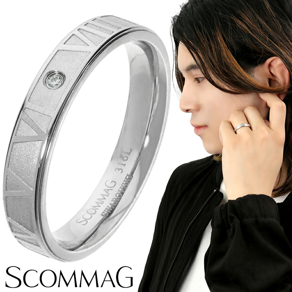 【楽天市場】SCOMMAG クロックナンバー ステンレス リング 指輪 9～25号 スワロフスキージルコニア ステンレスリング サージカルステンレス 金属アレルギー アレルギーフリー ローマ ...