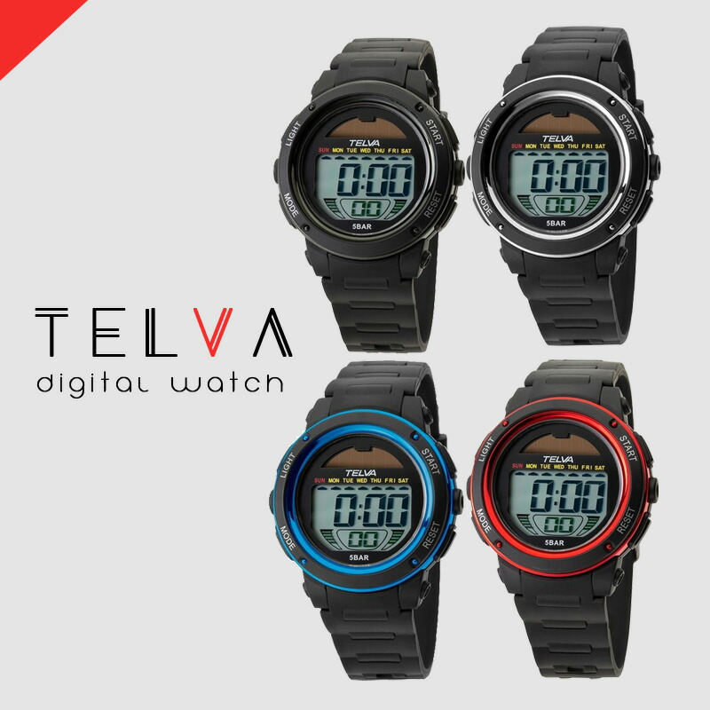 【楽天市場】【5%OFFクーポン 10月21日(火)9:59迄】クレファー TELVA テルバ 腕時計 TE-D192-BK TE-D192-BL TE-D192-RD TE-D192-SV ...