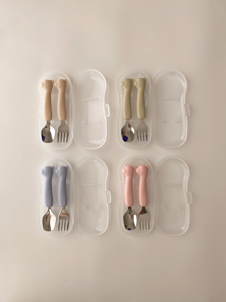 【楽天市場】【giyomi】 ぎよみ bear cutlery set スプーン＆フォークケース付きセット 幼児食スプーンセット 幼児食 ...