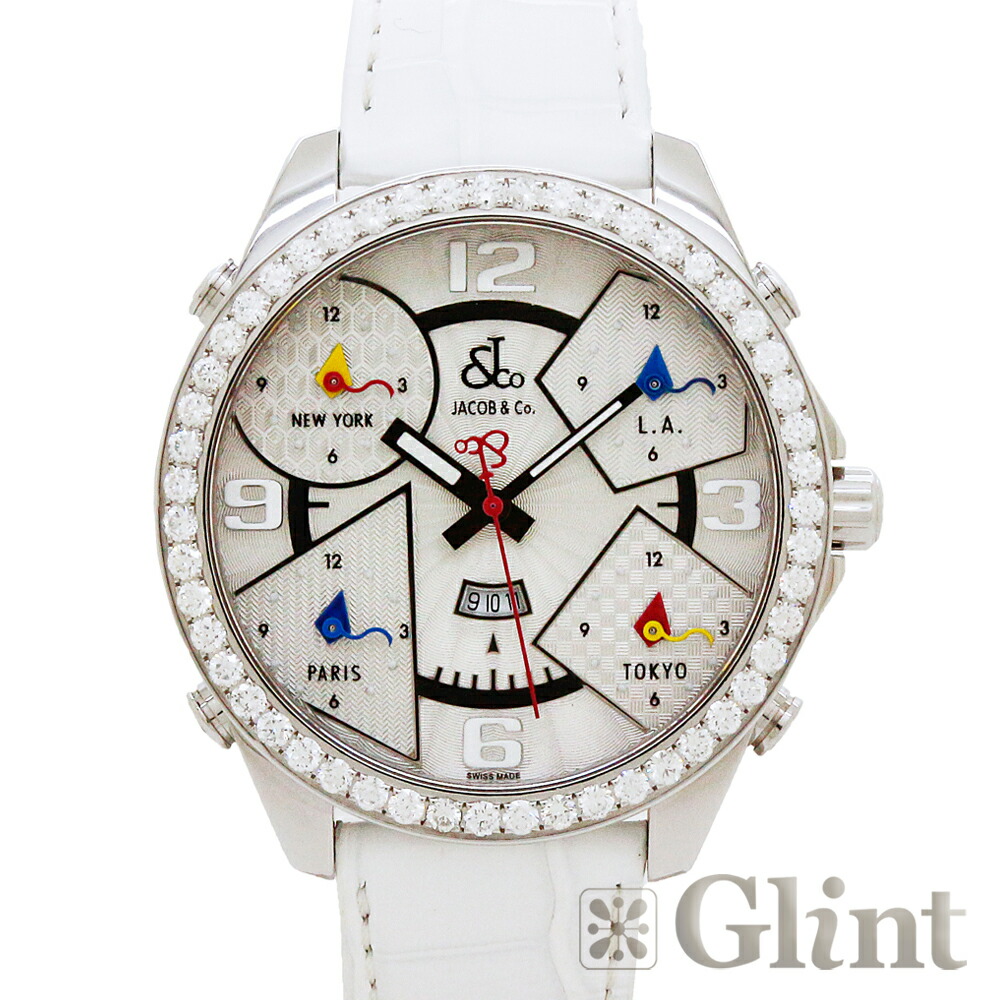 【楽天市場】ジェイコブ（JACOB&CO.）ファイブタイムゾーン JC-3D （純正品）〔ホワイト〕〔ジェイコブ純正ダイヤモンド〕〔腕時計 ...