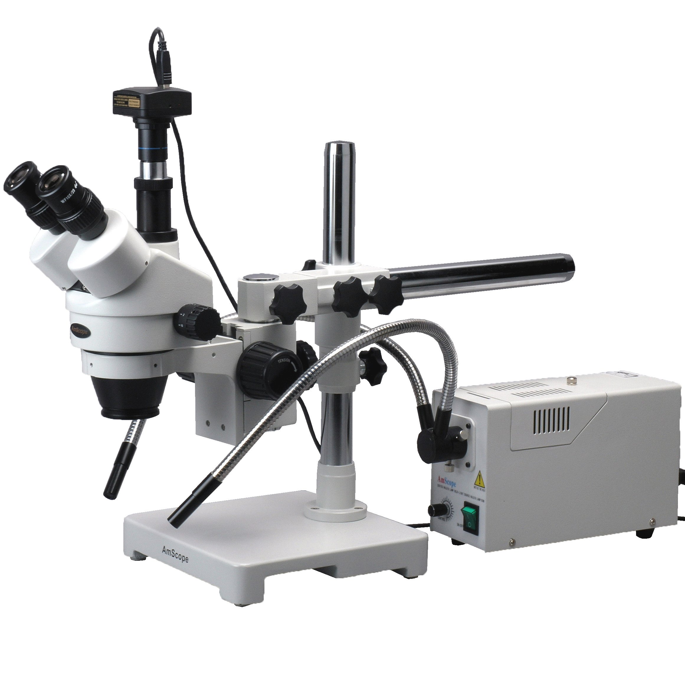 【楽天市場】AmScope 三眼3.5倍-90Xブーム顕微鏡、ライト、CCDカメラ：global研究所