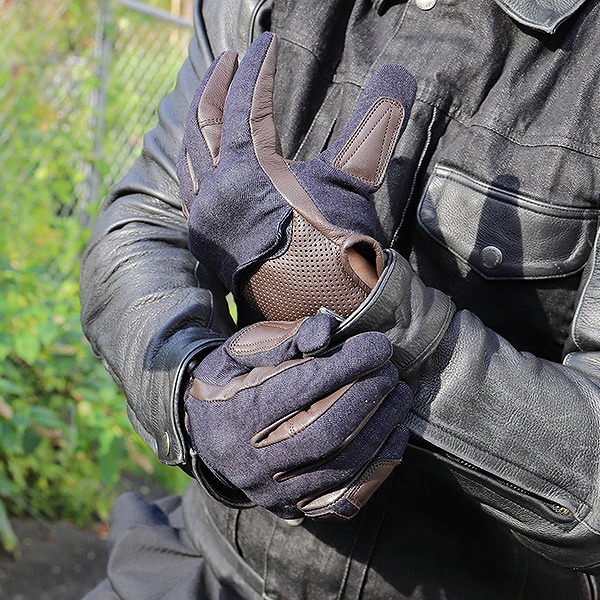 【楽天市場】【デグナー(DEGNER)】 TG-54 スマホ対応 レザーデニムコンビグローブ ブラック/ブラック、ネイビー/ブラウン S・M・L・XL・2XL：GLOBAL MOTO