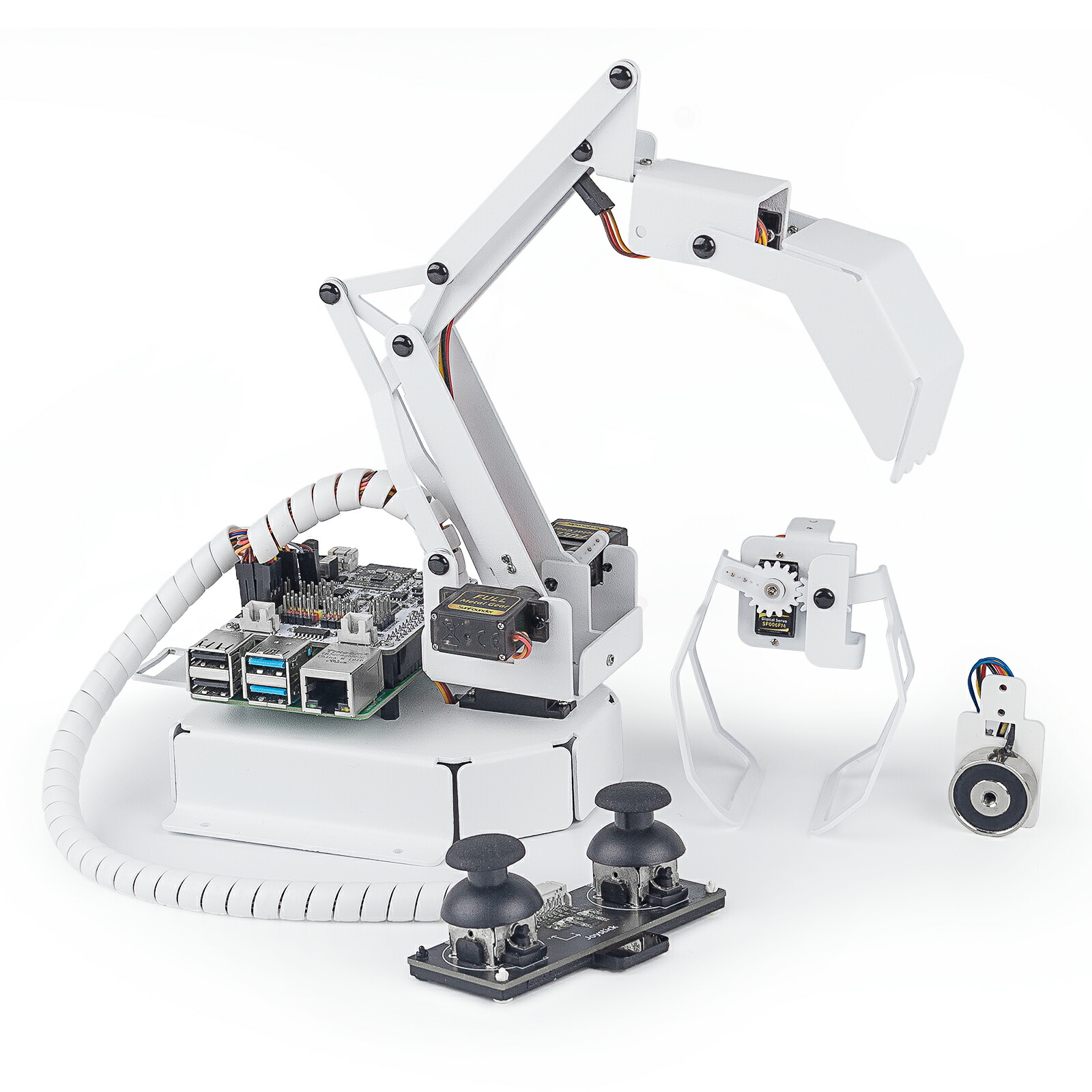 【楽天市場】raspberry Pi ロボットアーム ショベルバケット ハンギングクリップ 電磁石 3モード リモコン ジョイスティック操作 可視化 Ezblock Python