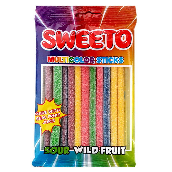 【楽天市場】SWEETO マルチカラースティック グミ 80g x3袋セット / MULTI COLOR STICKS SOUR WILD ...