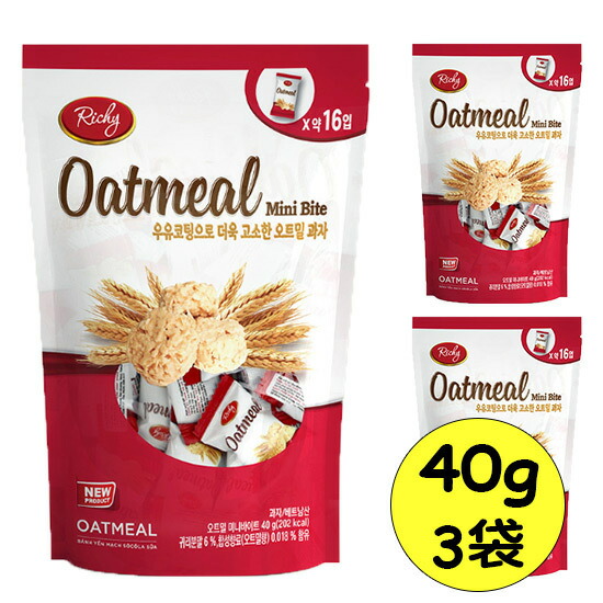【楽天市場】リッチー オートミールミニバイト40g 3袋セット チーズ/チョコレート RICKY：GoBuyKOREA