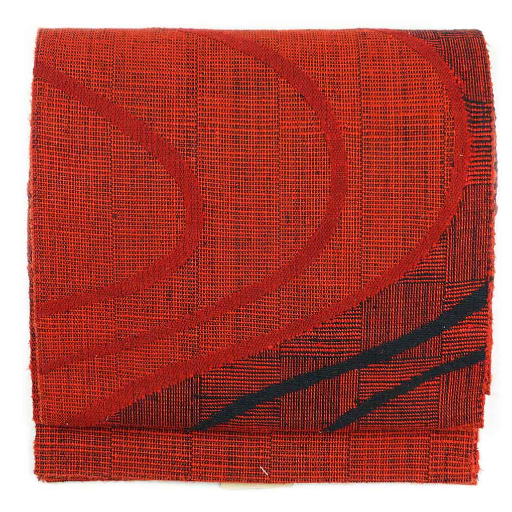 【楽天市場】【中古】名古屋帯 リサイクル帯 幅30.5cm 長さ365cm レディース 抽象柄 秋冬春用 正絹（シルク）レッド 未使用品 リメイク リユース：リサイクル着物 呉服のきくや