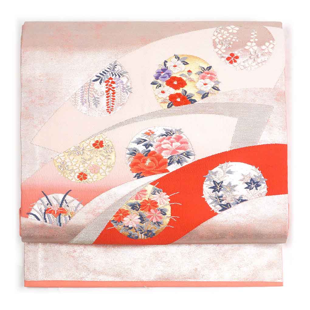 【楽天市場】【中古】名古屋帯 リサイクル着物 幅31cm 長さ365cm レディース 扇面 秋冬春用 正絹（シルク）銀地 美品 リメイク リユース：リサイクル着物 呉服のきくや