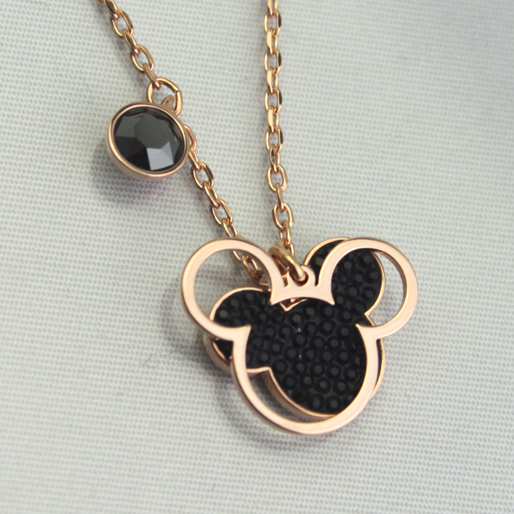 【楽天市場】スワロフスキー ネックレス ペンダント レディース Mickey and Minnie ミッキーマウス 90周年 ローズゴールド ...