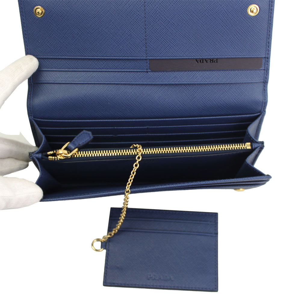 【楽天市場】プラダ 財布 レディース 1MH132 PRADA 二つ折り長財布 パスケース付き 型押しレザー ブルー系 SAFFIANO ...