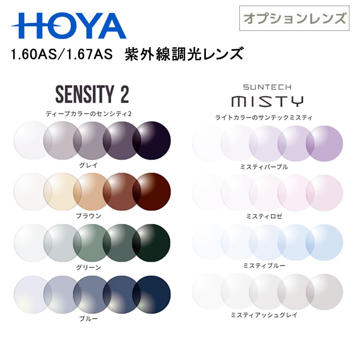 【楽天市場】【オプションレンズ2枚1組】HOYA製：SENSITY2・MISTY 1.60・1.67非球面 調光レンズ：[HOYA][調光] [SENSITY2][MISTY][送料無料 ...