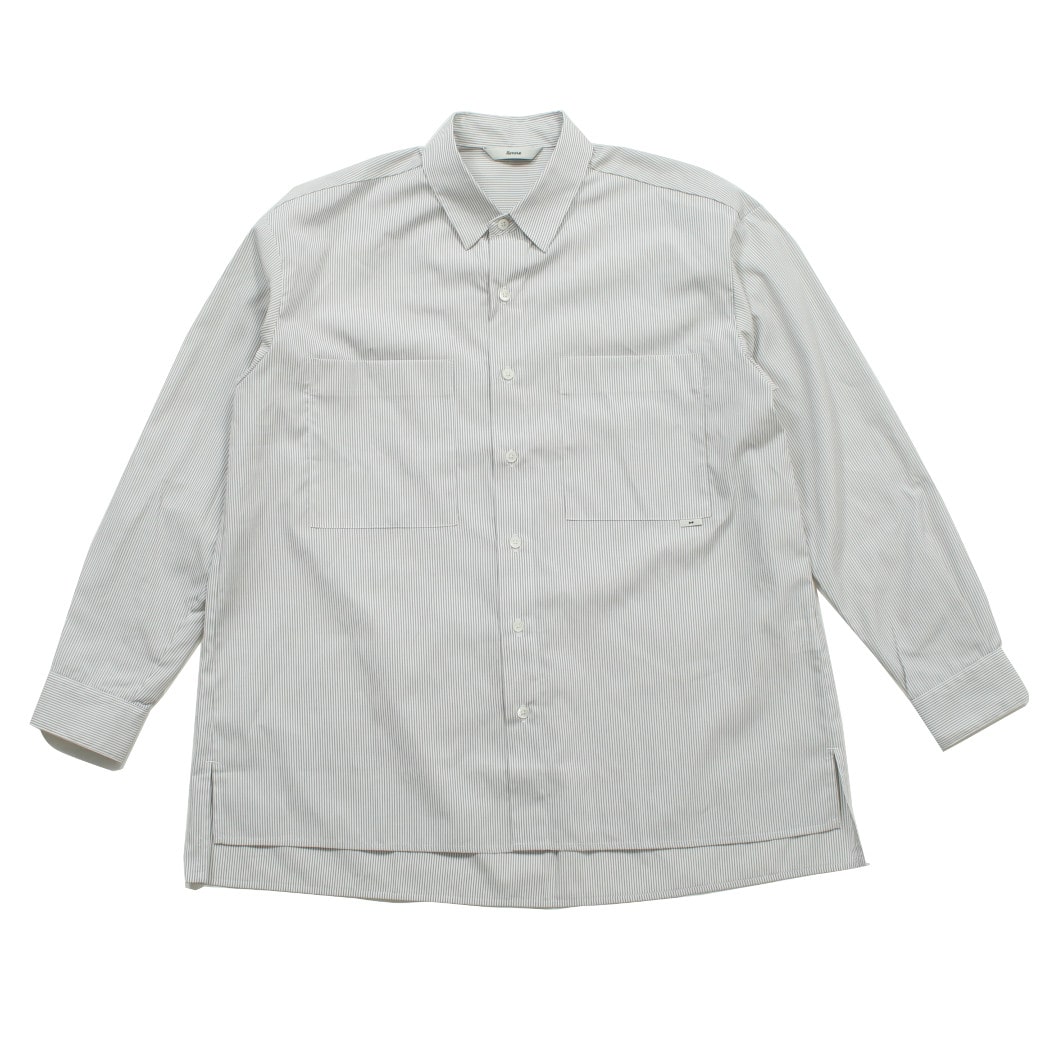 【楽天市場】amne アンヌ PIMA STRIPE covered shirt スーピマコットン カバード シャツ グレー ストライプ：a ...
