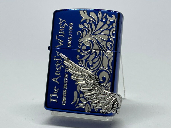【楽天市場】【送料無料】ZIPPO[ジッポー]両面加工 ANGEL'S WINGS(エンジェル ウィング)ブルー＆ニッケル PAW-2023BLS LTD【楽ギフ_包装】：sonnette