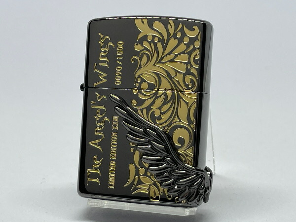 【楽天市場】【送料無料】ZIPPO[ジッポー]両面加工 ANGEL'S WINGS(エンジェル ウィング)ブラック＆ゴールド PAW ...