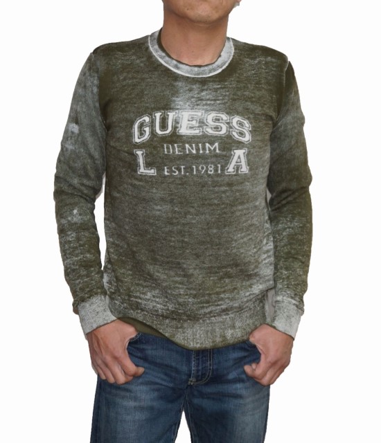 【楽天市場】ゲス GUESS メンズ カーキ ニット スウェット トレーナー カットソー セーター 春物：starjenny