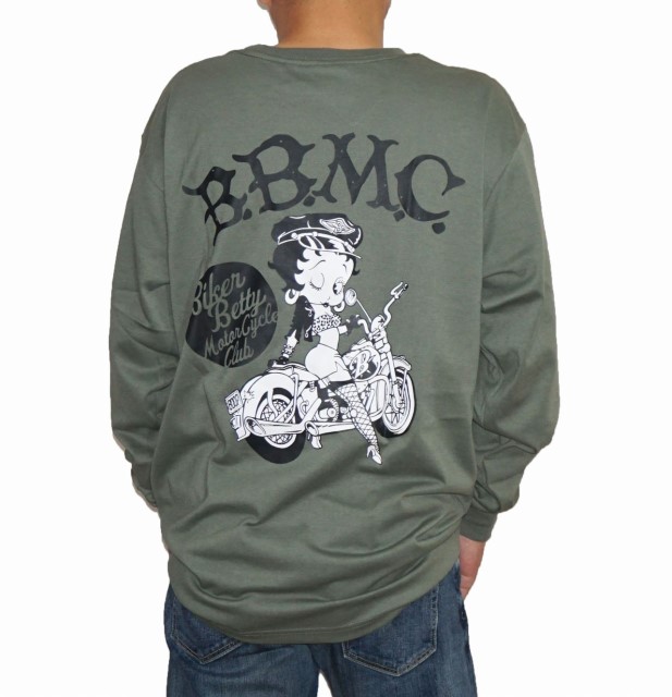 【楽天市場】メンズ 長袖Tシャツ ベティブープ キャラクター BettyBoop バイカー カーキ オーバーサイズ 春物 秋物 ロンT ロング ...