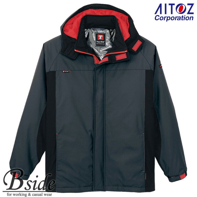 【楽天市場】アイトス【AITOZ 50109】 防寒ジャケット 裏地に蓄熱プリントを使用したプラス3度の軽防寒仕様の防寒ジャケット：B-SIDE
