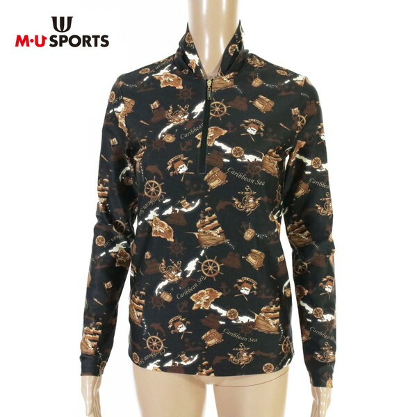 【楽天市場】《お買い得》エムユースポーツ MU SPORTS トップス サンプル品 サイズ40(M) ブラック 長袖トップス ジップ プリント ...