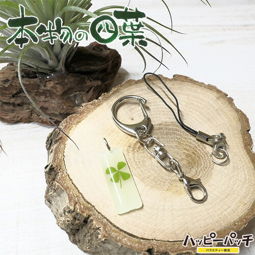 【楽天市場】四葉 クローバー キーホルダー ストラップ セルフ 蓄光 長方形 バー 本物の四つ葉 YS-112 メール便OK：バラエティ雑貨ハッピーパッチ