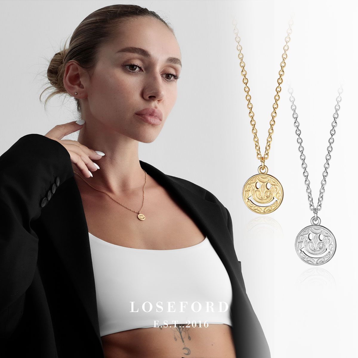 【楽天市場】【LOSE FORD 公式】スマイルネックレス レディースアクセサリー ペア ステンレスアクセサリー 金属アレルギー 316L ギフト シンプル お洒落 人気 記念日 ギフト ...