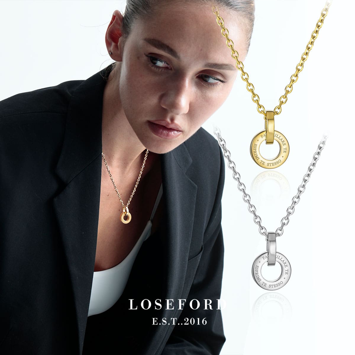 【楽天市場】【LOSE FORD 公式】 サークルネックレス 2way メンズ レディース メンズアクセサリー ペア ステンレスアクセサリー 金属アレルギー 316L ギフト シンプル お洒落 ...