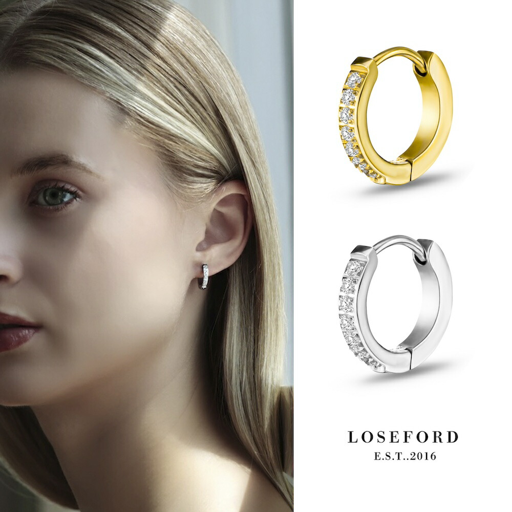 【楽天市場】【LOSE FORD 公式】 ステンレス ジルコニアフープピアス ジルコニア フープ レディースピアス シルバー ゴールド 片耳 つけっぱなし サージカルステンレス ステンレス ...