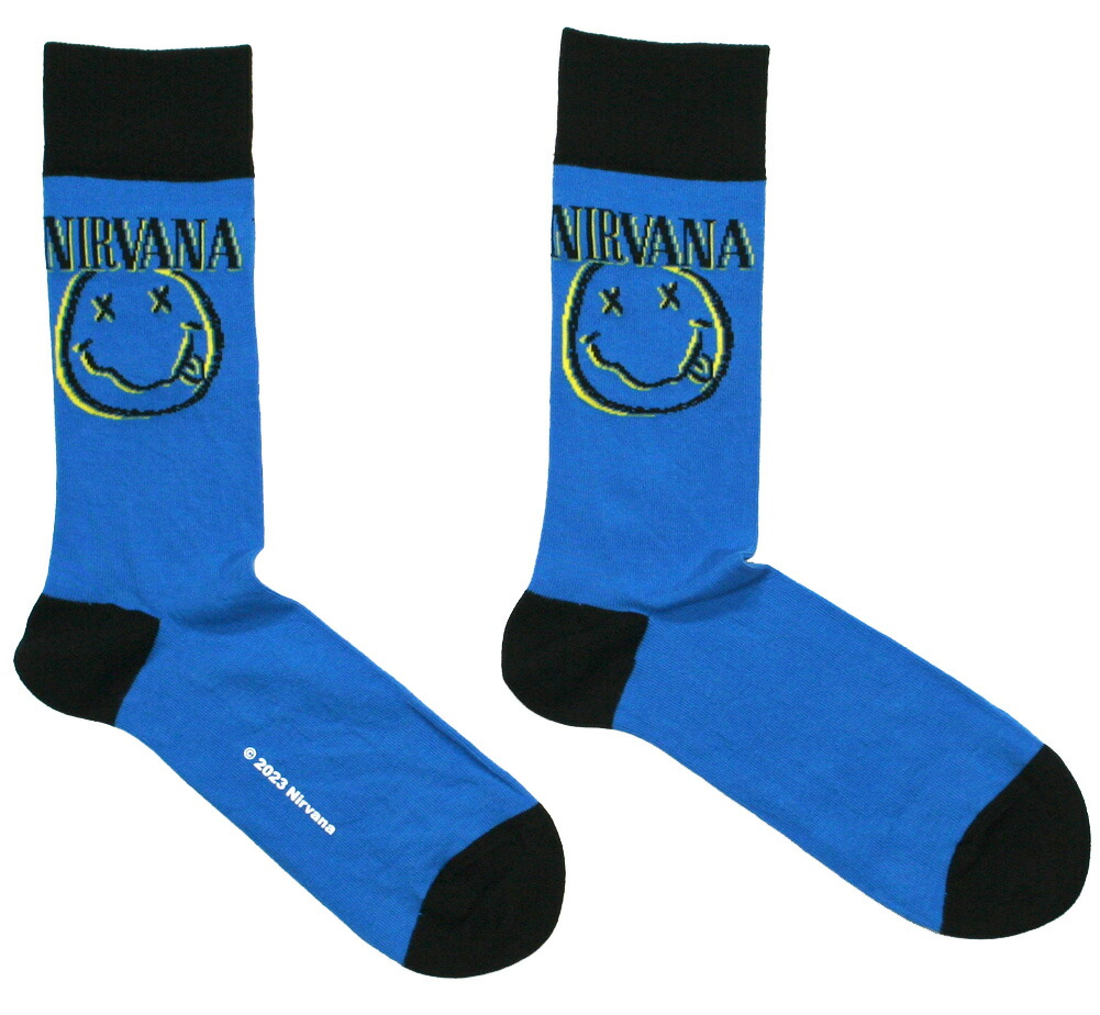 【楽天市場】Nirvana / Smiley Face Socks 3 (Blue) - ニルヴァーナ ソックス：Rudy ＆ Co. 楽天市場店