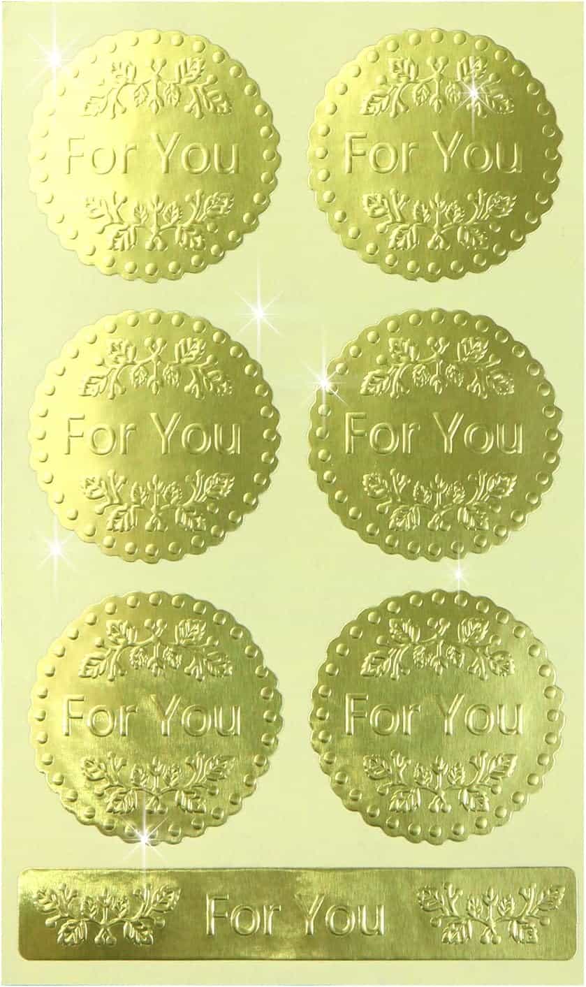 【楽天市場】ギフトシール ゴールド 丸 For You エンボスシール 直径40mm 5シート入り プレゼント きらきらぷんぷん丸 FSEL ...