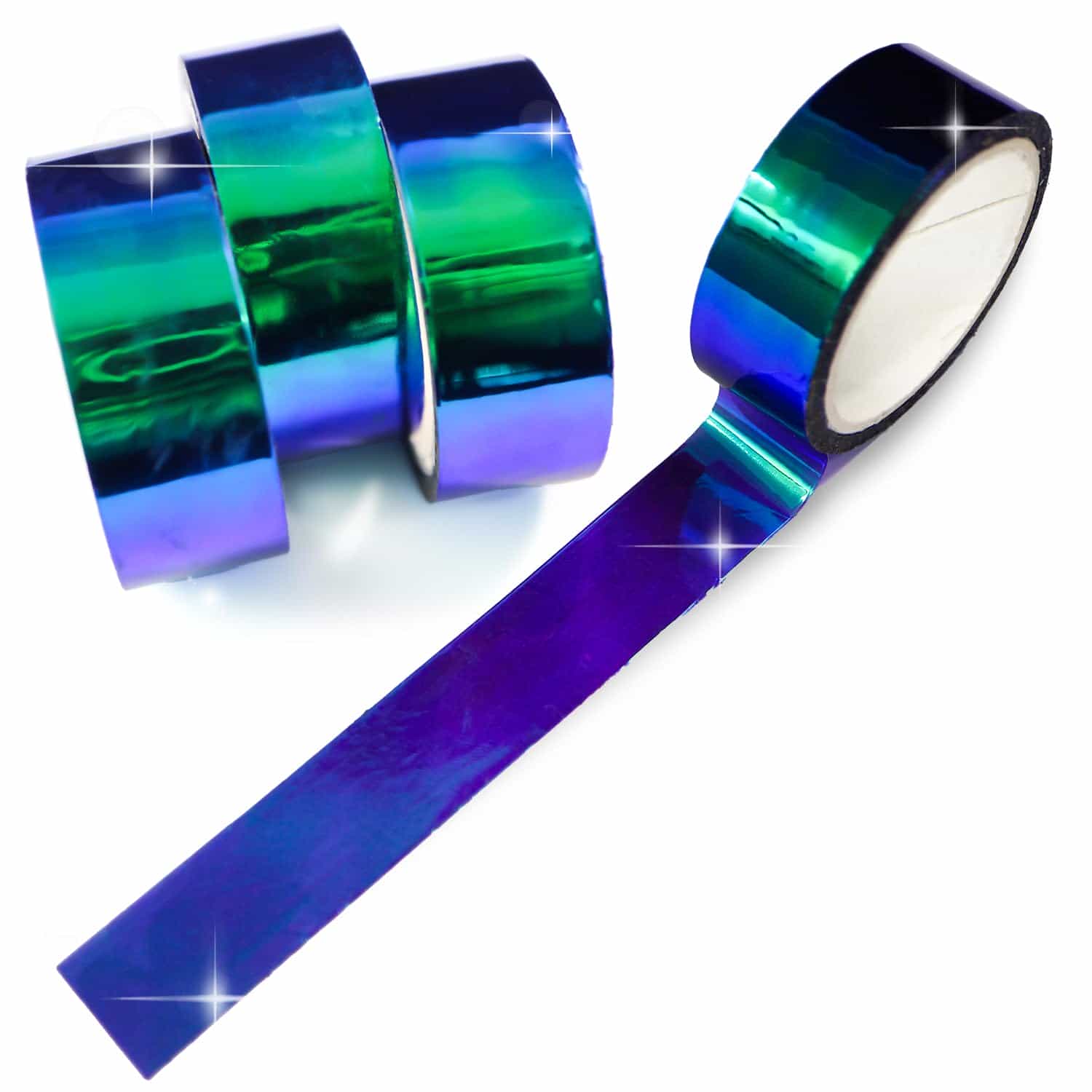 【楽天市場】【レビューで100円クーポン】オーロラテープ【ブルー】粘着あり OPPテープ ホログラム デコレーション ラッピング用に【約15mm×5m】4巻 きらきらぷんぷん丸 HG-015 ...