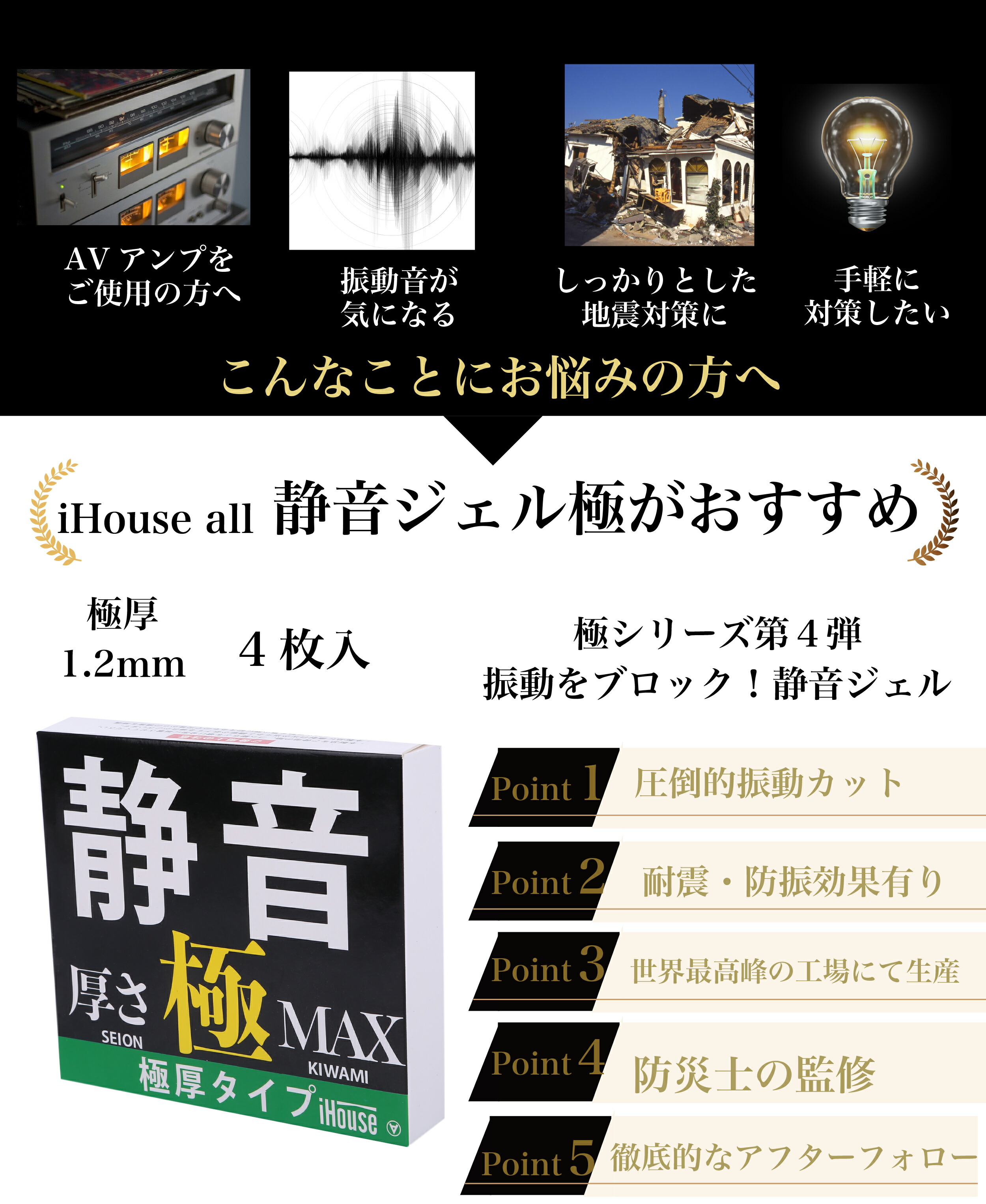 【楽天市場】【静音ジェルランキング1位!!】iHouse all 静音ジェル パッド 防振 防音 騒音対策 耐震 地震 吸音材 衝撃吸収剤 高強度ジェル 耐荷重100kg 震度7まで対応【振動 ...