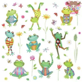【楽天市場】【25cmサイズ】Ambiente ペーパーナプキン ☆Happy Frogs☆（1枚/バラ売り） カエル かえる 花 動物 素敵 ...